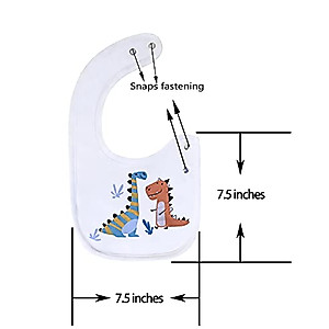 Maiwa 6 Pack Cotton Waterproof Dinosaur Baby Bibs for Boys for Drooling Eating Teething with Snaps,OEKO-TEX certified print