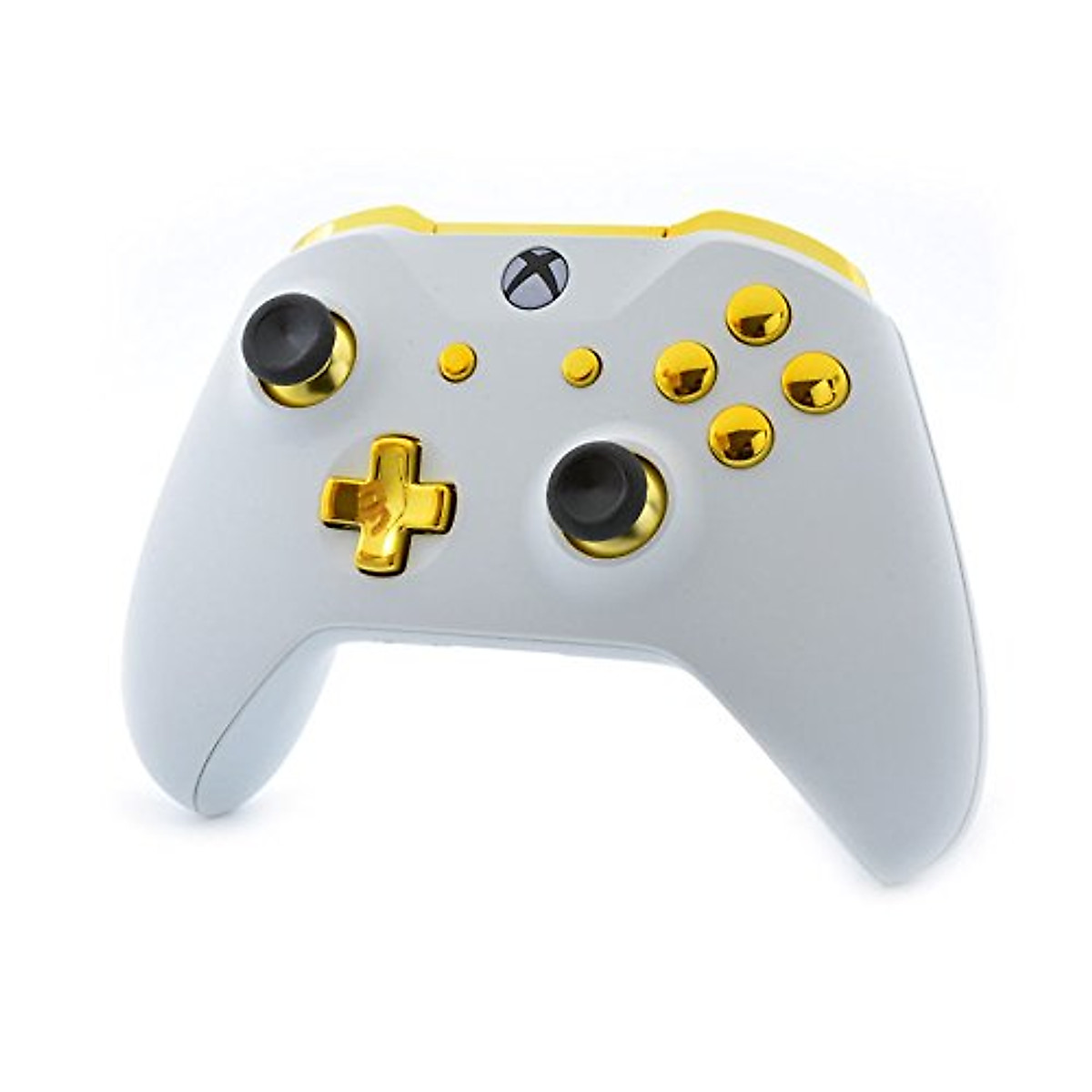 "White/Gold" UN-MODDED Custom Controller compatible with Xbox One S/X Unique Design (with 3.5 jack)