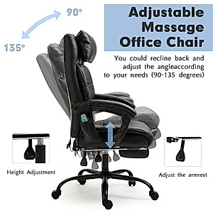 AVAWING Swivel Office Chair, High Back Adjustable Home Office Desk Chair, Heated Massage Office Chair with 6-Point Vibration, Ergonomic Executive Office Chair with Padded Armrests, Black