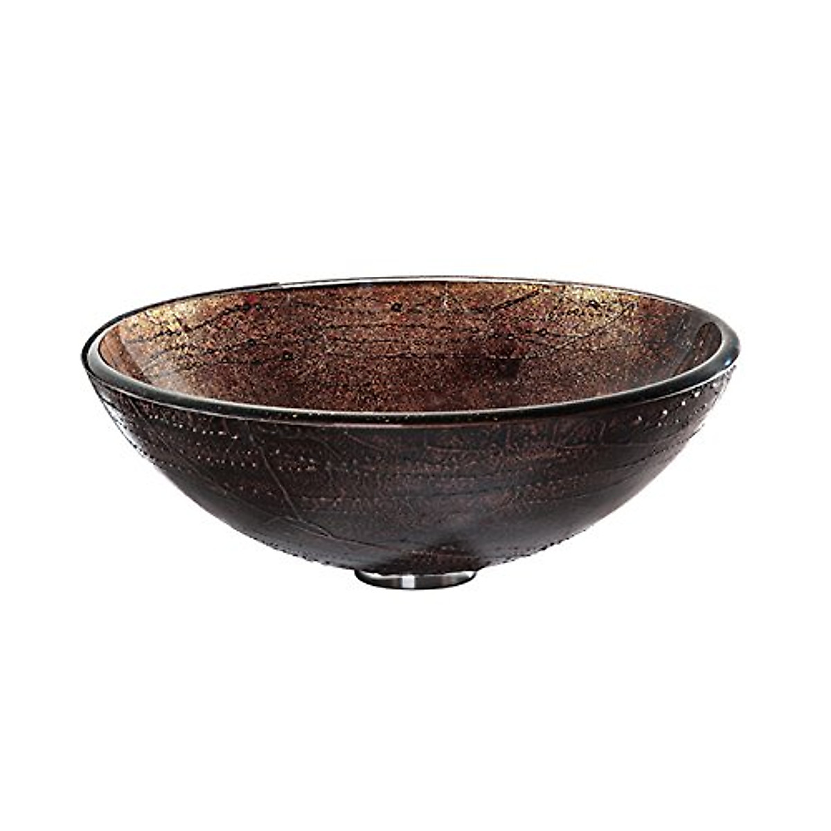 Kraus GV-580-SN Tempered glass/Solid brass Above counter Round Bathroom Sink, 16.5 x 16.5 x 5.5 inches, Bronze