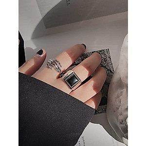Vintage Skull Hand S925 Sterling Silver Open Band Ring for Women Girls Statement Adjustable Expandable Oxidized Gothic Skeleton Devil's Talons Finger Pinky Rings Comfort Fit Unisex Personalized Jewelry