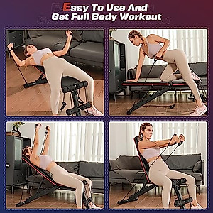 FLYBIRD Adjustable Weight Bench Workout Bench for Home Gym, 15 Degree Decline Sit-Up, Sturdy Durable Folding Weight Bench for Years of Workout -FBGEAR23