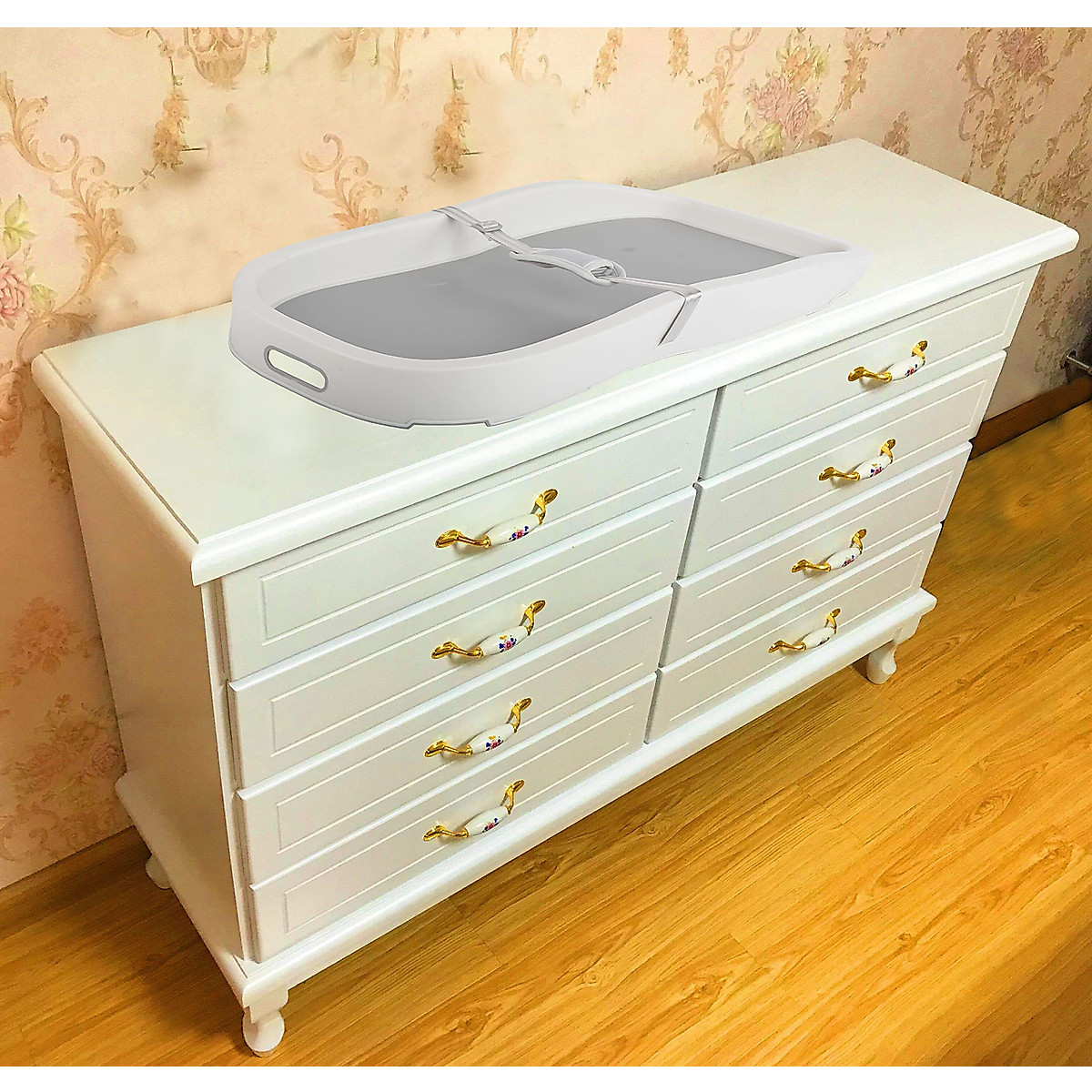 Baby Woyee Duraking Pro 4 in 1 Baby Changing pad Washable Portable Diaper Toy bar Changing Tray Non-Slip no Stain Waterproof Changing Table (Gray)