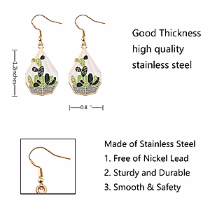 FUSTMW Cactus Earrings Green Cactus Plant Jewelry Cactus Charm Dangle Earrings Plant Lover Gifts for Women (earrings golden)