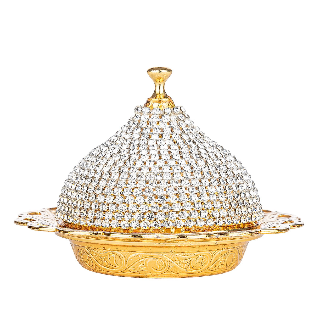 Alisveristime Ottoman Turkish Greek Arabic Espresso Coffee Cups with Saucer and Lid (Crystal Set) (Set of 2) (Gold)