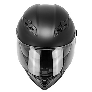 GDM Demon Motorcycle Helmet Full Face Matte Black (Tinted & Clear Shields, XL)
