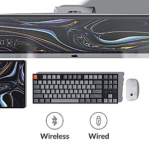 Keychron K8 Hot-swappable Wireless Bluetooth 5.1/Wired USB Mechanical Keyboard with Gateron G Pro Red Switch/White LED Backlit/N-Key Rollover, Tenkeyless 87-Key Computer Keyboard for Mac Windows