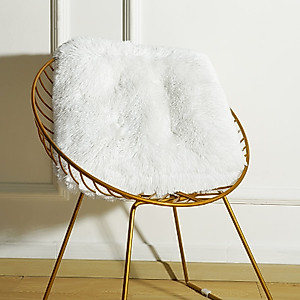 Espiraio Chair Cushion, Thick and Comfortable Seat Cushion Pads, Super Soft Cute Durable Square Pillow, Shaggy Chair Cover Chair Pads Home Decor Stools Floor Cushion Pet Pad 20 × 20 Inch Cream White