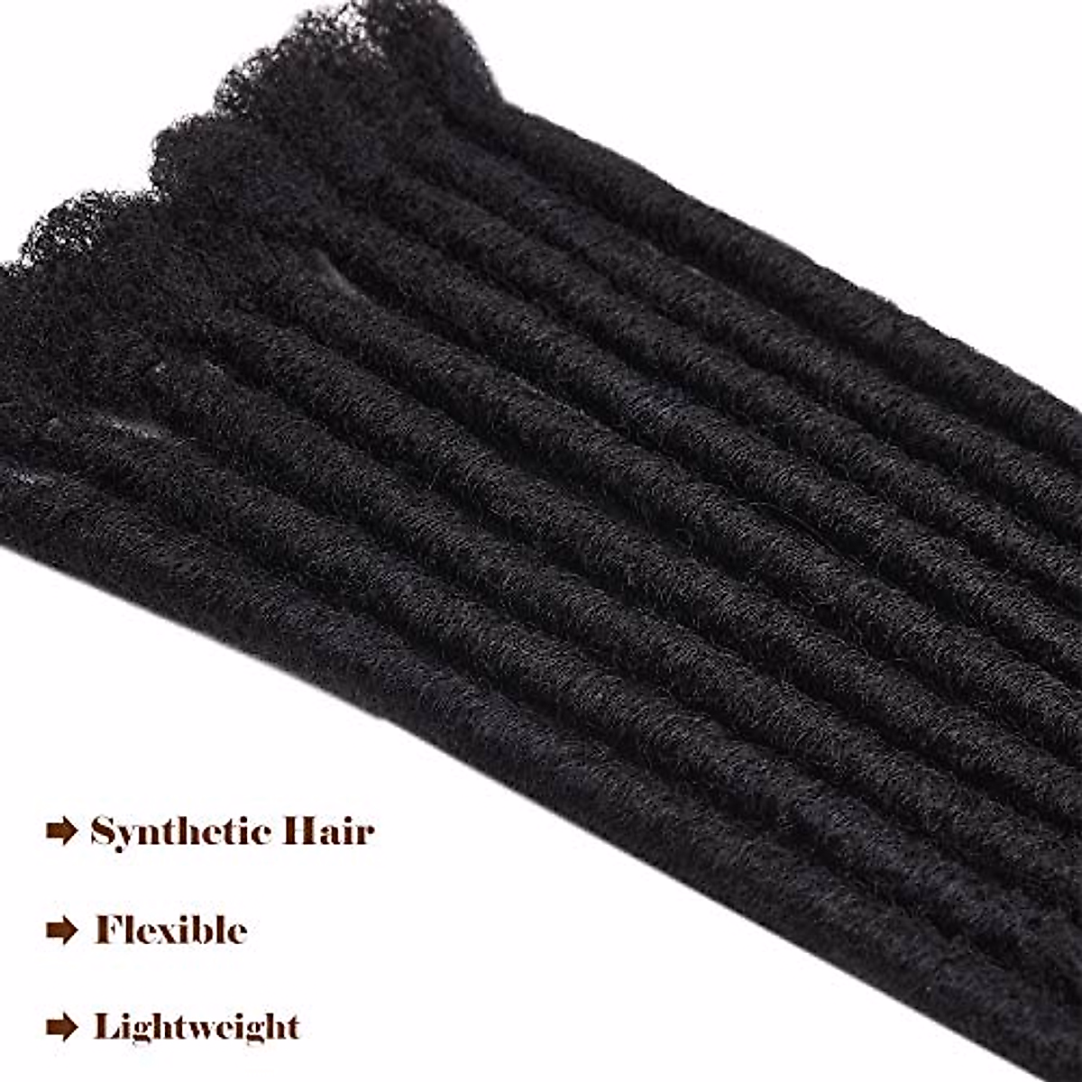 Noverlife 10 Strands 20cm/7.87" Black Backcomb Twisted Dreadlock Extensions, Single End Synthetic Dreadlocks Accessories, Jamaica Punk Hip-Hop Reggae Hair Braiding Wigs Faux Locs Dreads for Men Women