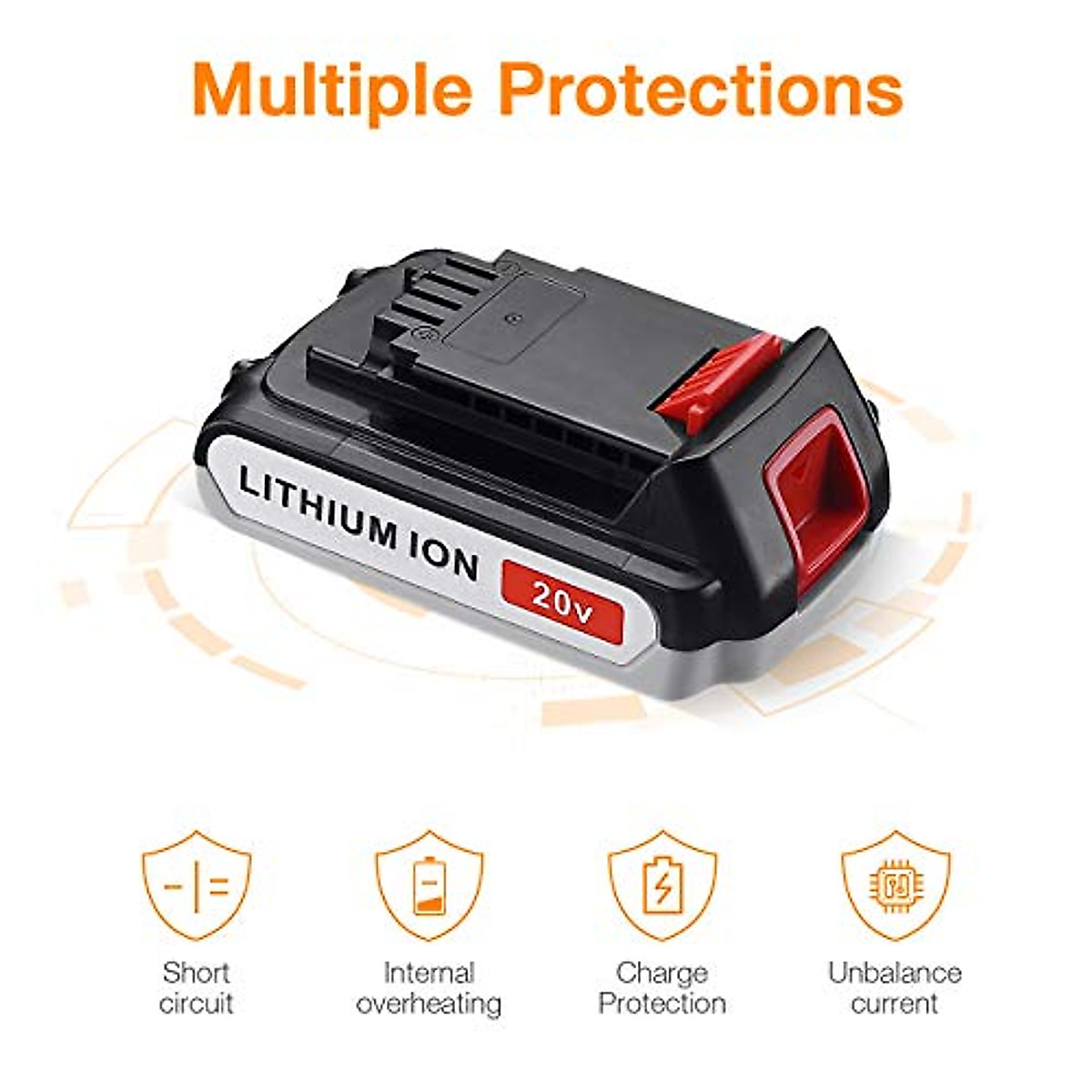 BABAKA 2Packs 3600mAh LBXR20 Battery Replace for Black and Decker 20V Max Lithium Battery LB20 LBX20 LST220 LBXR2020-OPE LBXR20B-2 LB2X4020 LB2X4020 LBXR2520 Battery