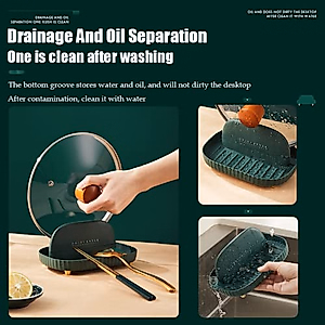 Spoon Rest, Spoon Rest for Stove Top, Cooking Ladle/Spatula/Spoon Holder for Countertop, Utensil Rest for Countertop, Kitchen and Grill Utensil and Lid Holder【Food Grade Plastics】