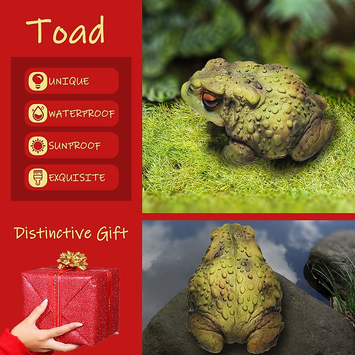 Sunthus Frog Toad Sculptures Garden Statues Yard Art Resin Decorations Outdoor Garden Decor