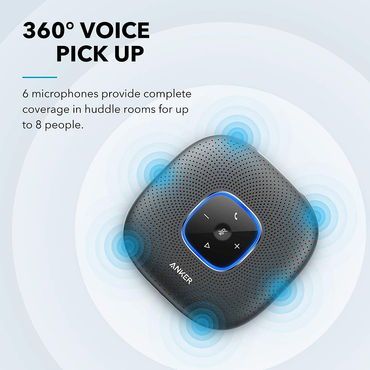 Anker PowerConf+ Bluetooth Speakerphone for Conference Calls, Bluetooth Dongle, 6 Mics, Enhanced Voice Pickup, 24H Call Time, Bluetooth 5, USB C, for Home Office, Compatible with Leading Platforms