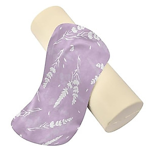 xigua Lavender Flower Purple Neck Roll Pillow for Neck Relief with Removable Washable Cover - Memory Foam Round Cylinder Bolster, Ergonomically Designed for Head, Neck, Back, and Legs