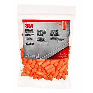 3M™ Disposable Earplugs, Orange, 92800H80-DC, 80 Pairs Per Pack