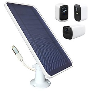DIANMU Solar Panel for Arlo Essential 2k (2nd Generation), EufyCam 3C/2C Pro/2 Pro/E/SoloCam E40/E20, with 13FT Weatherproof Cable & Aluminum Alloy Mount (1 Pack)