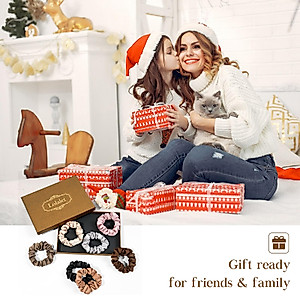 Lolalet Hair Scrunchies Satin Scrunchies for Women, Soft Hair Ties Scrunchy Cute Ponytail Holder Hair Accessories with Elastic Hair Bands for Girls Thick Thin Curly Hair -8 Pack, Style A