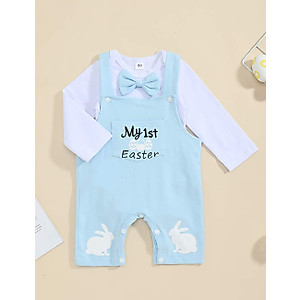 Xuuly Baby Boy Easter Outfit Cute Gentle Romper Top Overall Pant Sets My First Easter Baby Boy Outfit