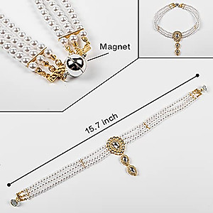 Luxury Pearl Magnetic Curtain Tieback Holdbacks Holder for Window Curtain Panels, Drapes, Home Decor（2 Pack） (Classical design1)