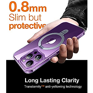 TORRAS UPRO™ Ostand for iPhone 14 Pro Max Phone Case, Compatible with Magsafe with Invisible Stand, [MIL-Grade Drop Protection] [Never Yellow] Shockproof Slim Magnetic iPhone 14 Pro Max Case, Clear