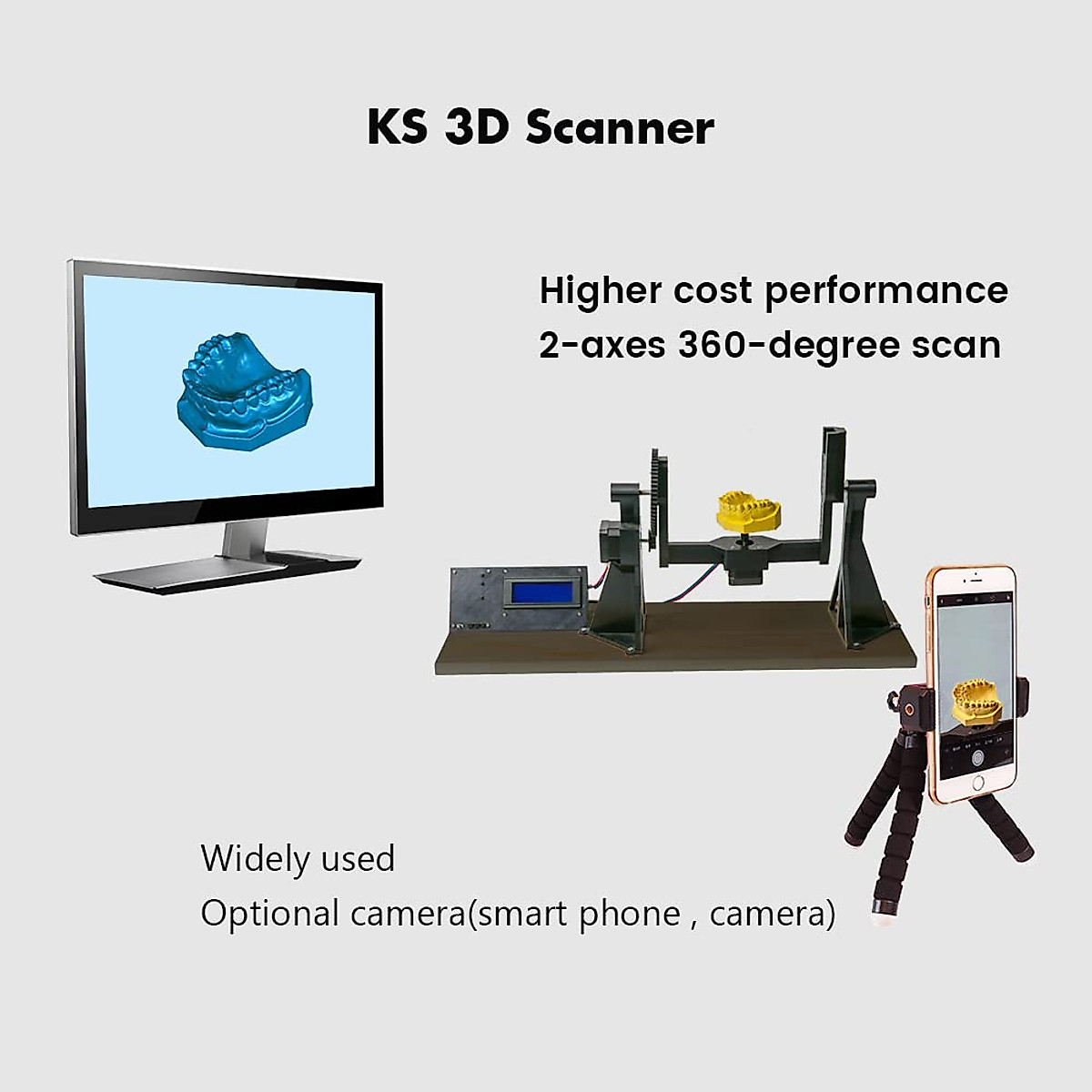 HE3D The Newest KS 3D Scanner DIY Scanner Kit Full Set Including The Printed Plastic Parts high Precision