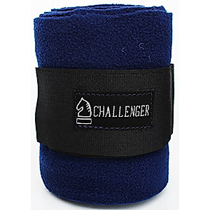 CHALLENGER Horse Tack Grooming Leg Polo Wrap Set of 4 Soft Fleece Navy Blue 95R04