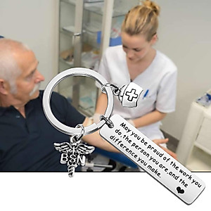 SEIRAA BSN Keychain BSN Graduation Gifts You Make A Difference Bachelor of Science Nursing Gifts Keychain for Nursing School (BSN keychain)