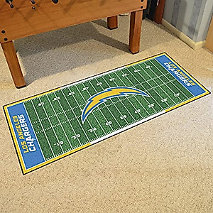 FANMATS NFL San Diego Chargers Nylon Face Football Field Runner , 30"x72"