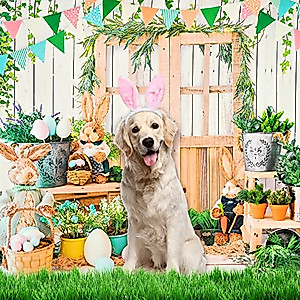 WENMER 5X7ft Spring Easter Backdrop, Garden Easter Egg Rabbit Photography Background Rustic Wooden Door Easter Bunny Flower Photo Backdrop for Easter Kids Children Newborn Baby Pet Portrait Photo