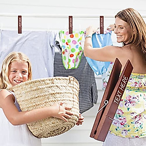 Large Clothes Pins, Personalised Custom Jumbo Clothespins 12 Inch, Wooden Clothespins, for Bathroom, Laundry Room, and Kitchen Decor (Black)