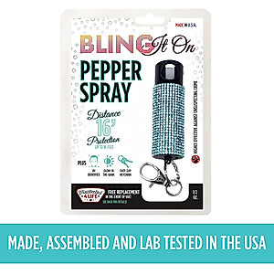 Guard Dog Security Bling it On Pepper Spray, Keychain with Safety Twist Top, Mini and Easy Carry, Lightweight and Fashionable, Maximum Police Strength OC Spray, 16 Feet Range, 0.5 fl oz
