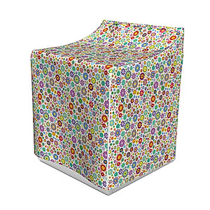 Ambesonne Floral Cover for Washer and Dryer, Flowers Peace Hippie Style Flourishing Blooms Petals Beauty Cheerful Season, Easy Use Bathroom Laundry Decor Accent, 29" x 28" x 40", Multicolor