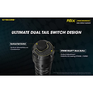 Nitecore P10iX Tactical Flashlight Floodlight, 4000 Lumen LED USB-C Rechargeable Super Bright Compact with LumenTac Organizer