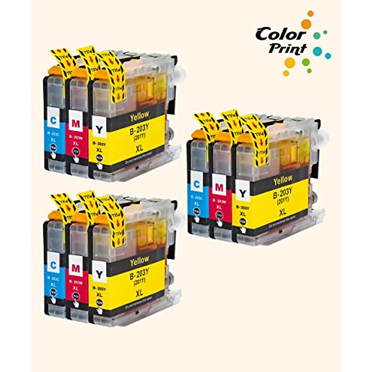 ColorPrint Compatible LC203XL Ink Cartridge Replacement for Brother LC203 XL LC-203XL LC 203XL Used for MFC-J480DW MFC-J485DW MFC-J680DW MFC-J880DW MFC-J885DW MFC-J4420DW Printer (3C, 3M, 3Y, 9-Pack)