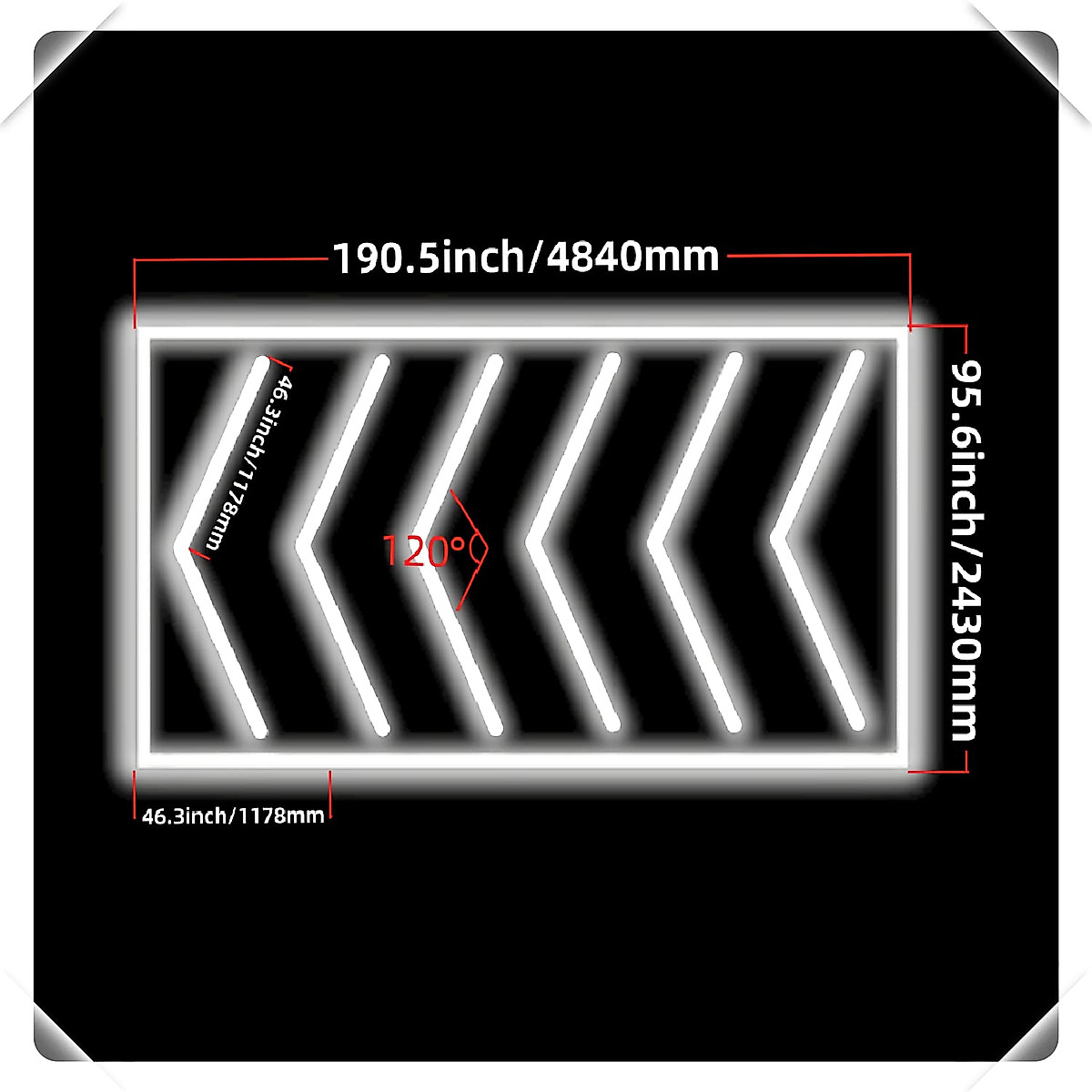 SENKOYU Auto Repair LED Garage Light, V-Shaped 6 Arrows Grid System LED Garage/Workshop Light, White Bezel, 42240 Lumens 6500K 420W IP54, AC 100-240V (190.5 x 95.6inch)