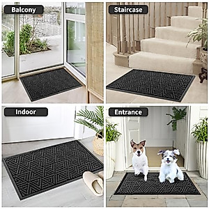 Yimobra Door Mat Outdoor Entrance, Heavy Duty Durable Front Welcome matt for Outside Home Entry, Back Patio Floor Porch Garage Office, Low Profile, Easy Clean, Waterproof, 29.5 x 17, Black