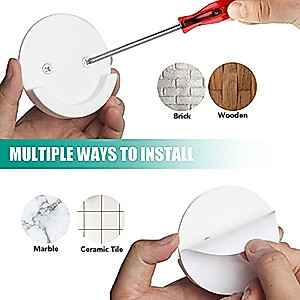 CANRAY Shower Curtain Rod Holders for Wall | Adhesive Shower Tension Rod Mount brackets | No Drilling | Stick On | 2 Pack, White (Shower Curtain Rod Not Included)