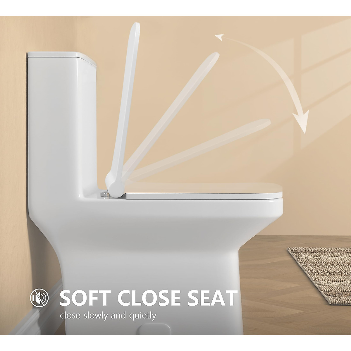 One Piece Toilet, DeerValley DV-1F0071 Modern Elongated Toilet Power Dual Flush 1.1/1.6 GPF Toilet for Bathroom 12" Rough in Rectangular Bowl, 1000g MaP