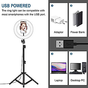 10" RGB Selfie Ring Light, LED Ringlight 3200-6500K with Tripod Stand & Cell Phone Holder for Live Stream/Make Up/YouTube/TikTok/Photography/Video Recording Compatible with iPhone & Android Phone
