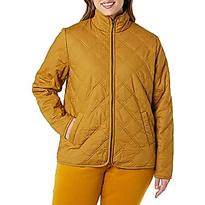 Amazon Essentials Women's Lightweight Padded Jacket, Dark Camel, Medium