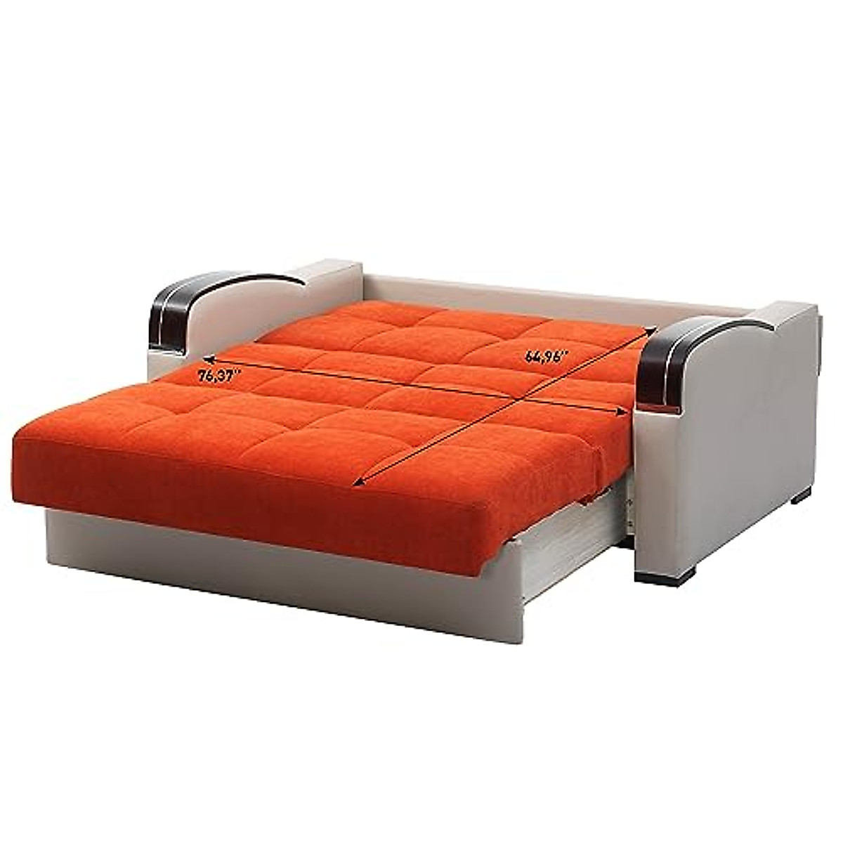 Sweethome Stores 74" Pull Bed with Storage, Firm, Fabric, 650 lbs Capacity, Sleeper Sofa, Futon for Living Room or Home Office Convertible Couch, DormirClack Sofabed, Orange