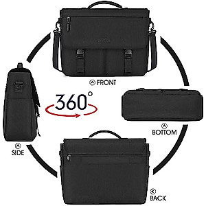 Laptop Bag 15.6 Inch Laptop Messenger Bag Waterproof Laptop Briefcase for Men Women Large Lightweight Shoulder Bag Computer Bag for Work Business Travel College, Black