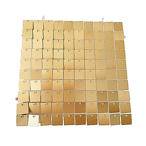 Shimmer Wall Backdrop, 24 Pcs 3D Sequin Panel Shimmer Wall Backdrop for Wedding Birthday Party Event Decoration Gold Decor (Color : Matt Gold)