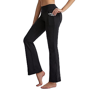 Workout Leggings Sports Wide Pants Flared Pilates Fitness Waist Straight for Yoga Flare High Yoga Leg (Black, S)