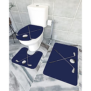 Golf Ball Bathroom Rugs Mat Sets 3 Piece, Bath Shower Rugs with U-Shaped Contour Toilet Mat, Large Absorbent Bathtub Runner Rugs Floor Mats