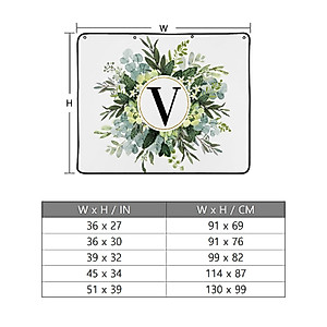 Fireplace Screen Decorative Durable Magnetic Fireplace Cover Baby Proof Fireplace Draft Blocker Letter V, Farmhouse Eucalyptus Wreath Fireplace Blanket for Summer Winter Save Energy,39x32 Inch
