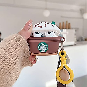 ZBDLXMD Compatible with AirPods 3rd Generation case,(2021 Release) Cute 3D Cartoon Kawaii Funny Fun Airpods 3 case, esigned with Drink Cup Keychain for Apple AirPods 3 Charging Case(Brown Coffee Cup)