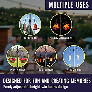 WY String Light Poles for Outdoor String Light - Light Pole with Hooks & Solar Panel Base to Hang up LED Lighting - Backyard, Garden, Patio, Deck Lighting Stand for BBQ, Party, Bistro & Weddings