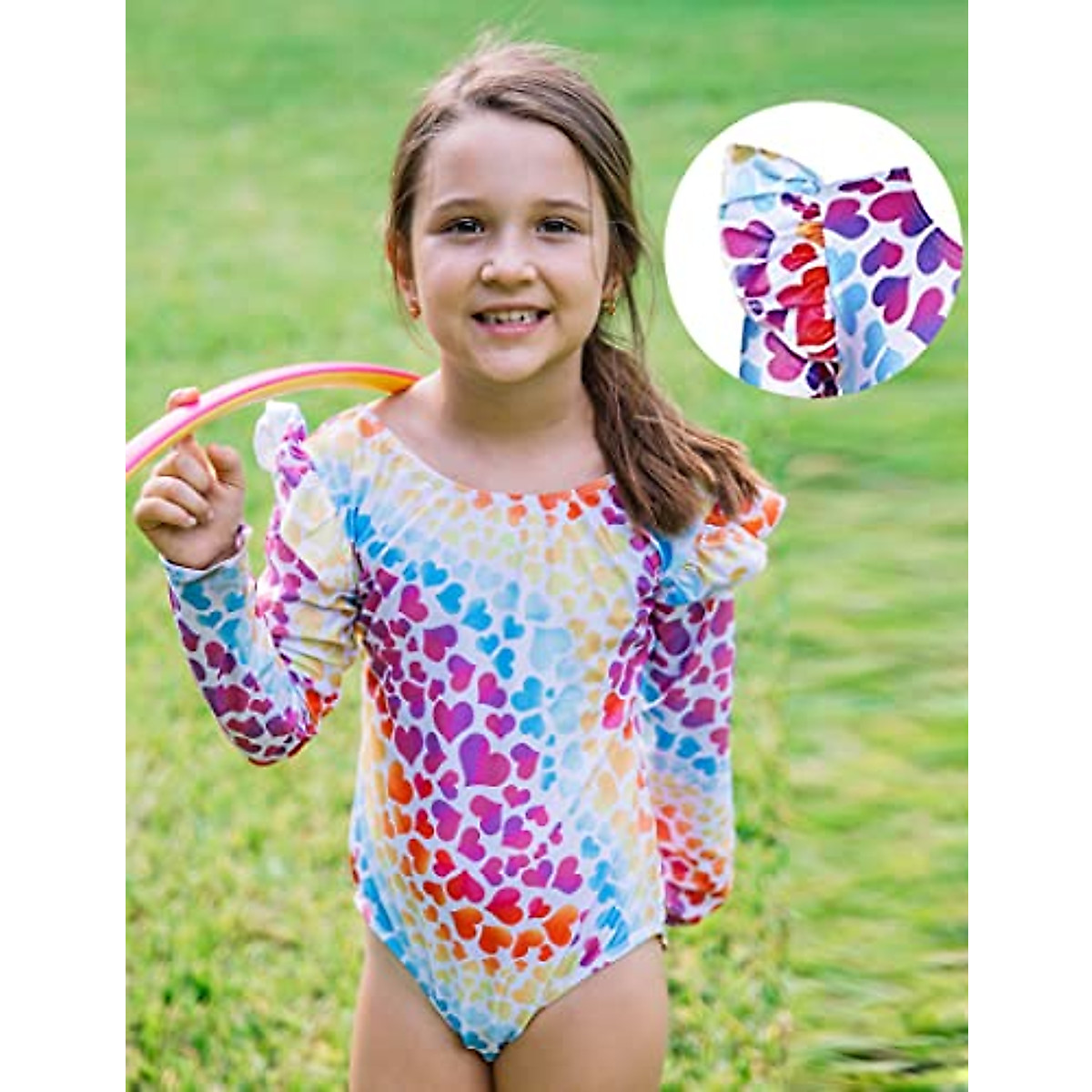 Arshiner Girls Gymnastics Leotards Ruffle Long Sleeve Shimmer Ballet Unitard Dancewear for 3-10 Years