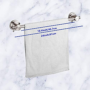 JiePai 24 inch Suction Cup Towel Bar Brushed Nickel,Bath Shower Towel Holder Shower Door Adhesive Towel Bar Suction Towel Rack (Brushed Nickel, 24inch)